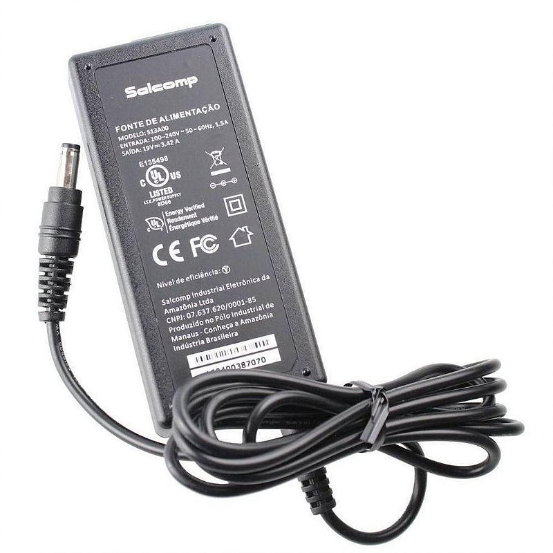 Fonte Carregador Salcomp 19v 3.42a 65w S13a00 - Seven Distribuidora de ...