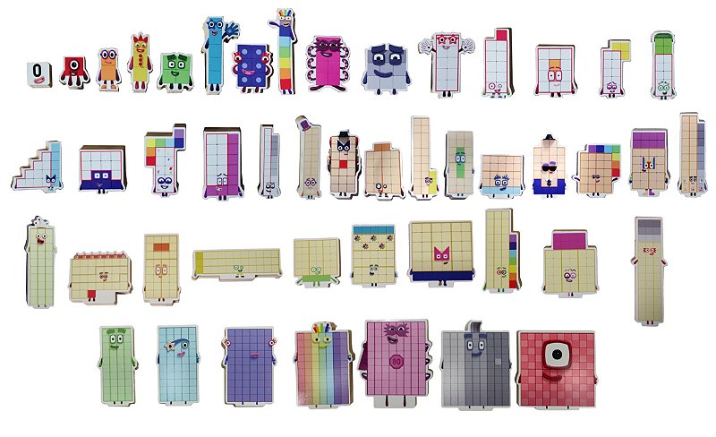 Conjunto Numberblocks Bonecos de Madeira 47 peças - Brinca Mais