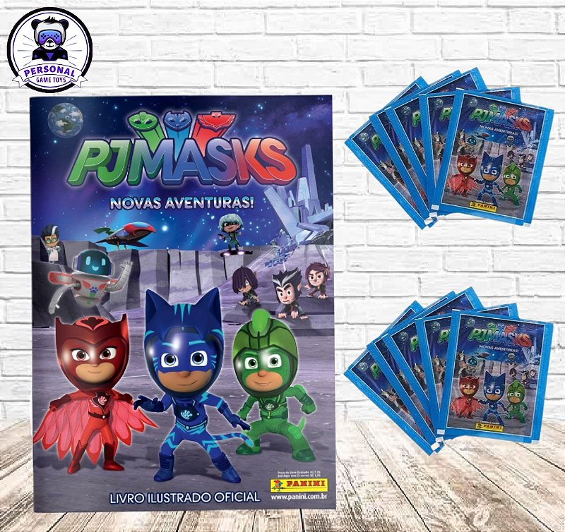 Álbum PJ Masks, figurinha PJ masks, kit Álbum envelope PJ masks ...