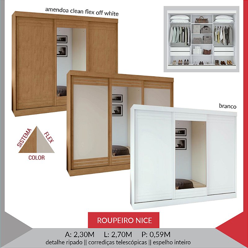 ROUPEIRO NICE 3 PTS C/ESP - Renovar Eletromoveis