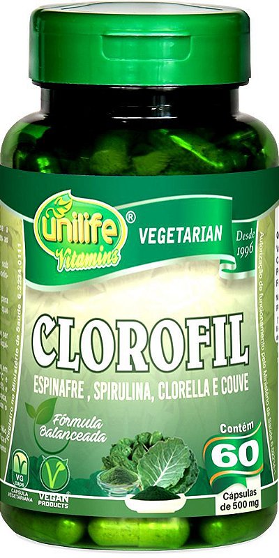 Clorofil Unilife 60 cápsulas de 500mg - Casa Veg - A Casa do Vegano