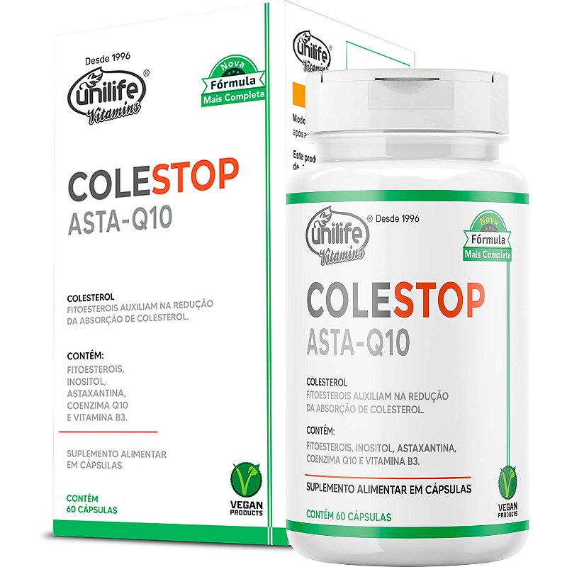 Colestop Asta-Q10 Fitosteróis Unilife 60 cápsulas - Casa Veg - A Casa ...