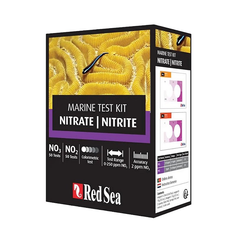 TESTE RED SEA MARINE TEST KIT NITRITE/NITRATE (NO2/NO3)- 50/50 TESTES ...