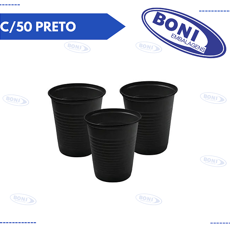 COPO 200 ML C/50 PRETO - Boni Embalagens