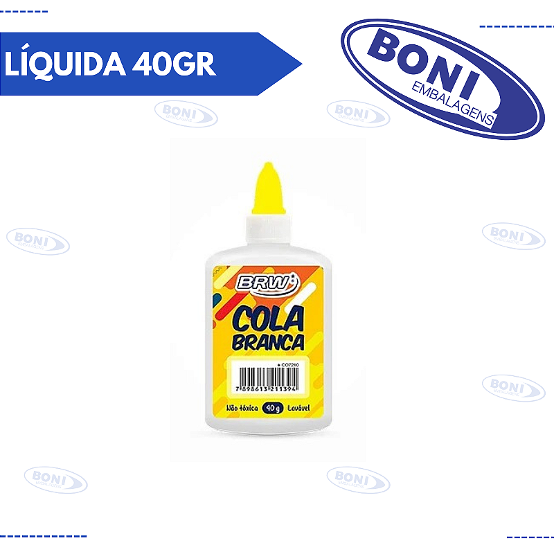 COLA BRANCA LÍQUIDA 40GR BRW - Boni Embalagens