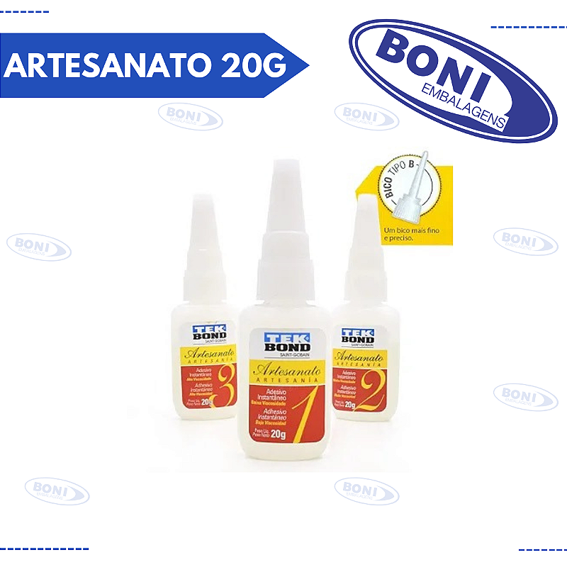 COLA ADESIVO INSTANTÂNEO TEKBOND ARTESANATO 20G - Boni Embalagens