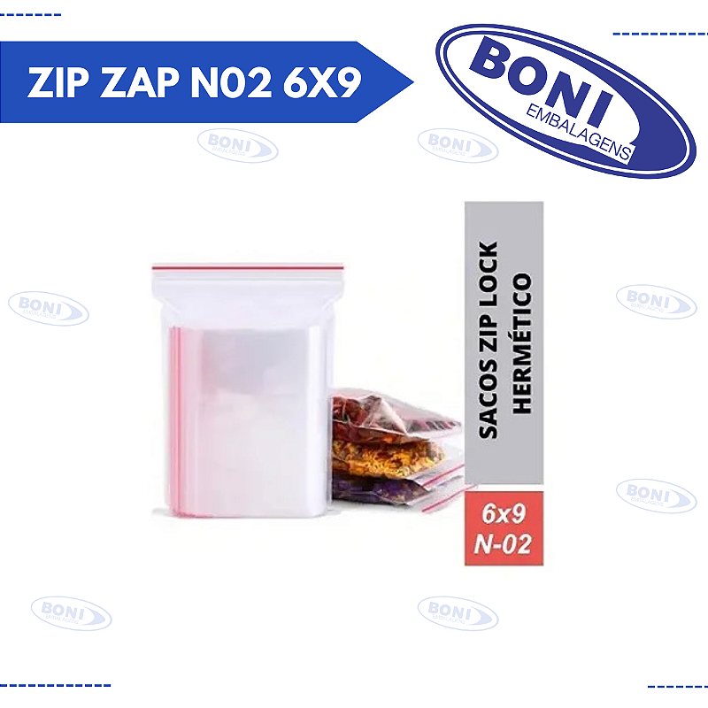 PLÁSTICO ZIP ZAP N02 6X9 C/ 100 - Boni Embalagens