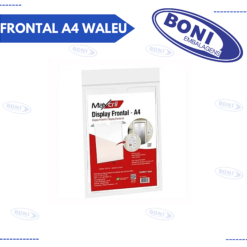 DISPLAY FRONTAL A4 WALEU - Boni Embalagens