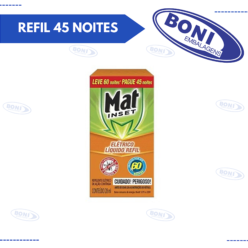 MAT INSET LÍQUIDO REFIL 45 NOITES - Boni Embalagens