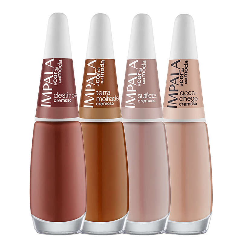 Kit 4 Esmaltes Coleção A Sua Moda Tons Marrom Nude Impala - As melhores ...