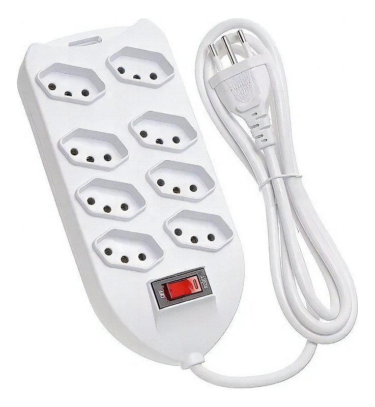 Filtro de Linha Knup com 8 Tomadas Novo Padrão e Disjuntor, Cabo 1.5M - Sl7508 - HMS Imports