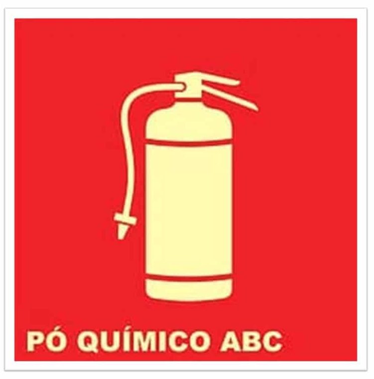 Placa Extintor De Incêndio Pqs Bc E5/b 21x21 - Shopfire | Engenharia Contra Incêndio.