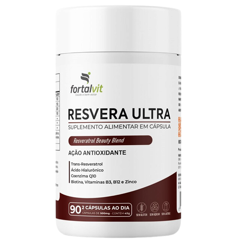RESVERA ULTRA, 90 Cápsulas, Beauty Blend, Trans-resveratrol, Ácido Hialurônico, Biotina ...