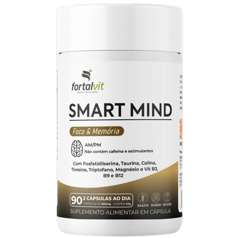 SMART MIND - Foco e Memória 90 cápsulas - FortalVit - Saúde e Beleza