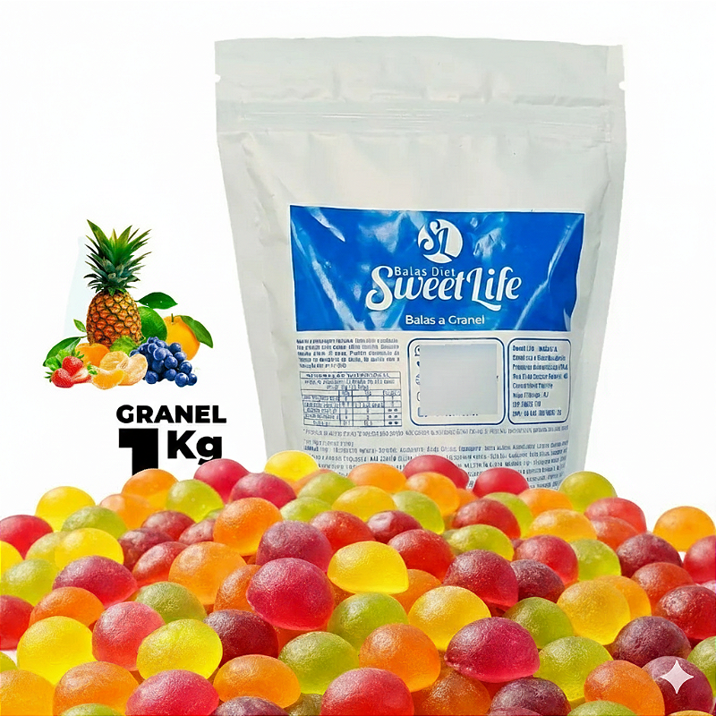 Bala Fruit-Mista sem adição de açúcares diet 1kg granel - Loja Sweet Life