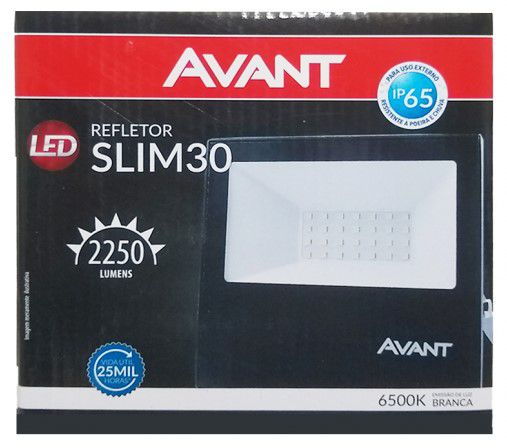 Projetor Led Refletor Slim 30W Branco Frio Biv 6500k Avant - Hidro Volt