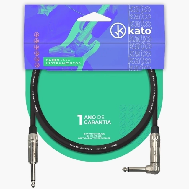 Cabo P10L para Guitarra e Instrumentos Kato P10/P10L Preto 3 metros ...