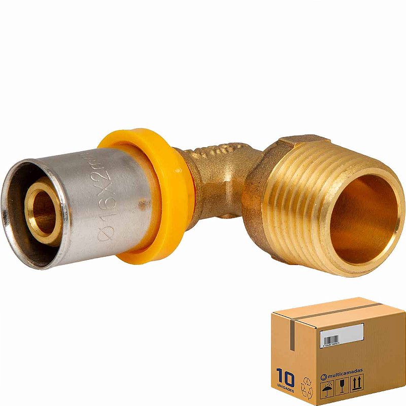 Cotovelo Multicamadas PEX GÁS 16mm x 1/2" (Caixa 10 Unidades ...
