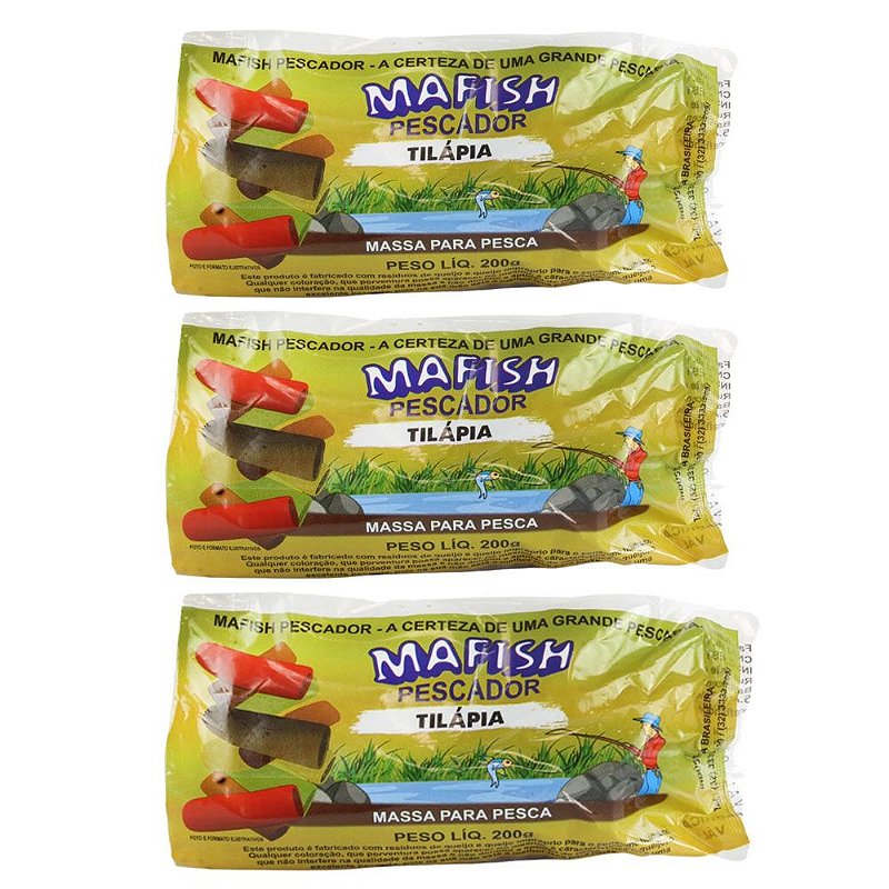 Kit 3x Massa Pronta Para Pesca 200g Tilápia - Mafish - Dispropil: Tiro ...