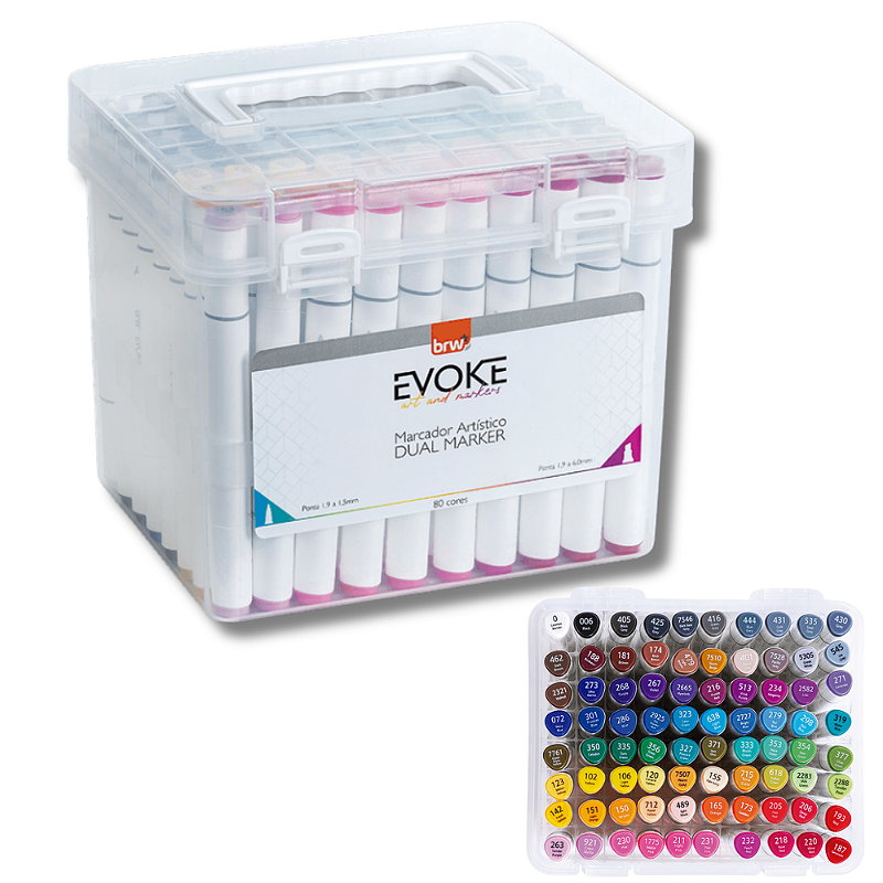 Marcador Artístico Evoke Dual Marker - Estojo 80 Cores - BRW - Os ...