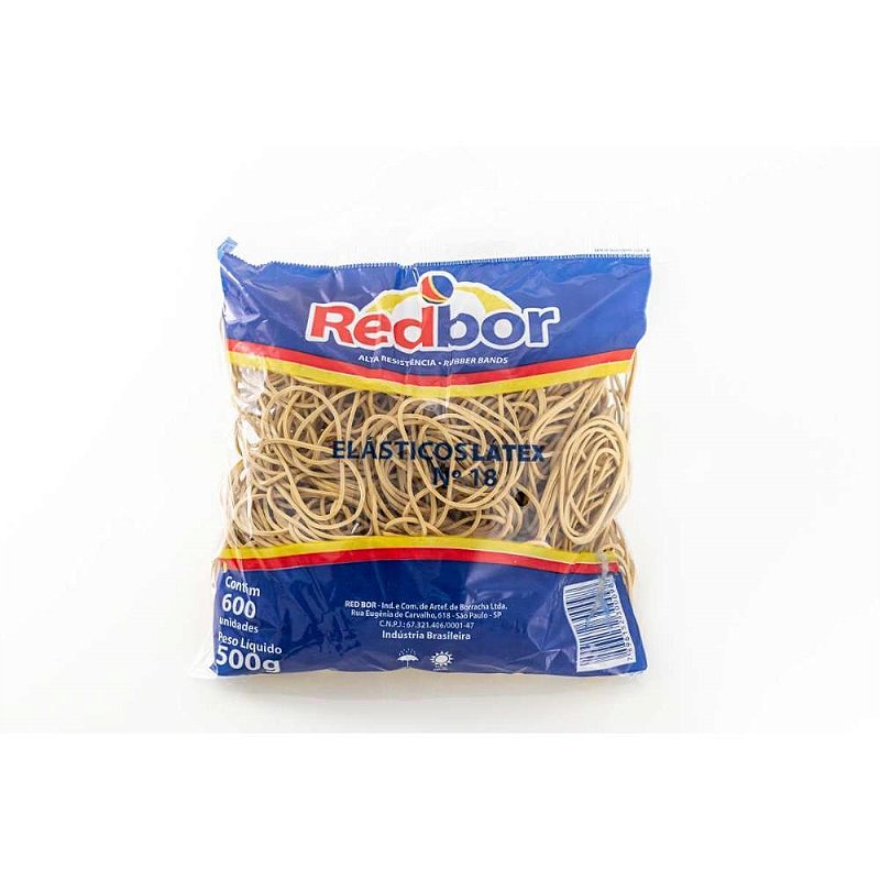 Elastico latex 500g n.18 - red bor (unidade) - Papelaria Toledo