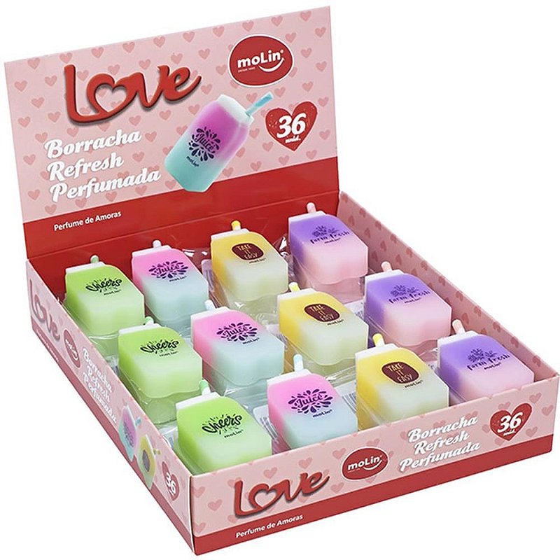 Borracha colorida love refresh 4 modelos - molin (dp.c/36) - Papelaria ...
