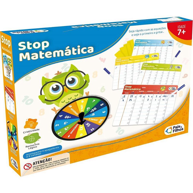 Jogo diverso stop matematica - pais e filhos (unidade) - Papelaria Toledo