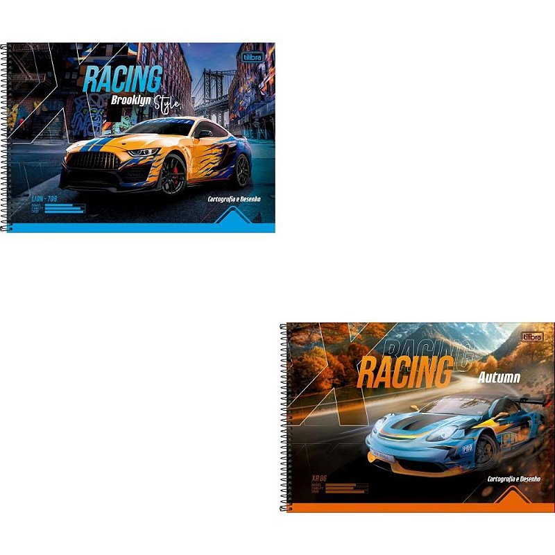 Caderno desenho univ capa dura x-racing 80fls espiral - tilibra (pct.c ...