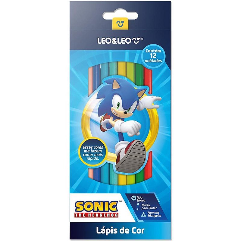 Lapis de cor triangular sonic 12 cores - Leonora (caixa) - Papelaria Toledo
