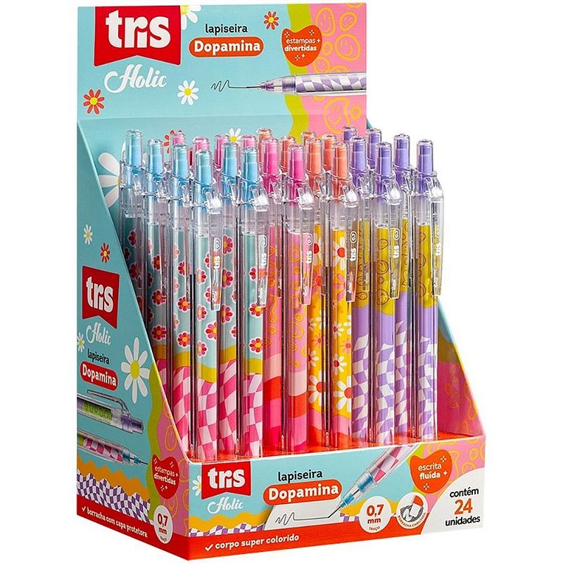 Lapiseira 0.7mm tris dopamina c/borracha 4cor. - Summit (dp.c/24 ...