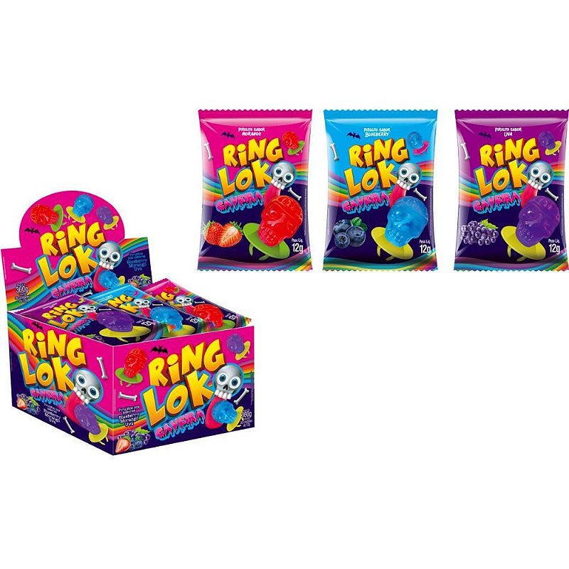 Doce ring loko caveira sabores - danilla foods (dp.c/30) - Papelaria Toledo