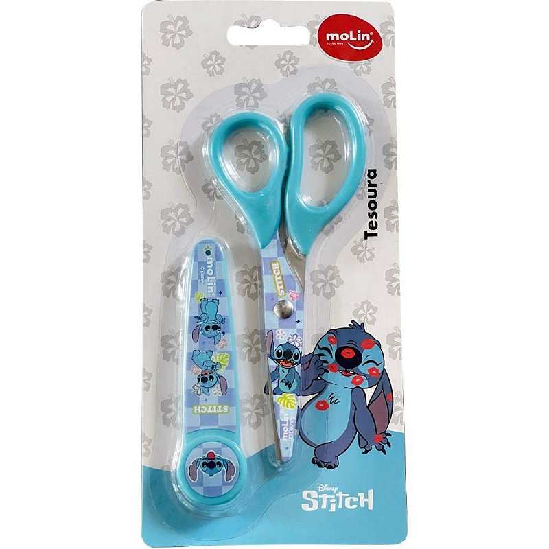 Tesoura escolar stitch 13cm. 2 modelos - molin (blister) - Papelaria Toledo