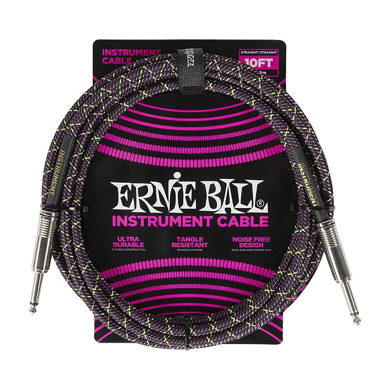 Cabo Ernie Ball P10 Plug Reto 10ft 3,05m Têxtil Purple Python ...