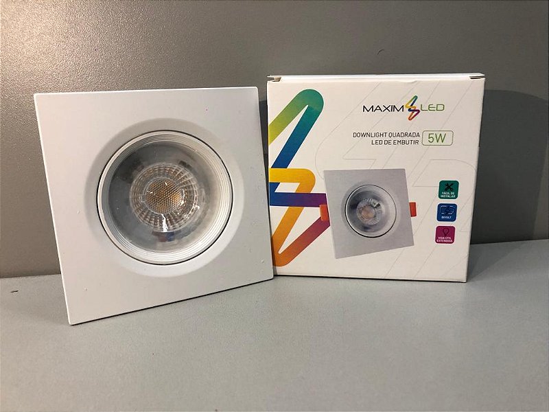 Spot Quadrado 5w Direcionável Embutir 6500k Bivolt - Maxim LED
