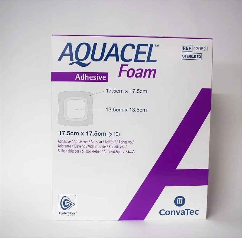 Curativo Aquacel Foam Adesivo 17,5cm X 17,5cm Unidade Convatec ...