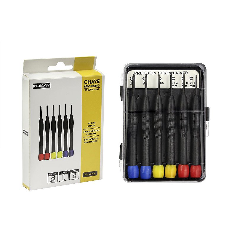 Kit Chave Relojoeiro Fenda + Philips C/ 6 Peças - Eletrônica Fácil ...