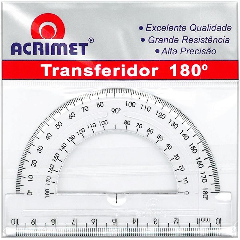 Transferidor Poliestireno 180 Graus Cristal com Escala Precisa - TK ...