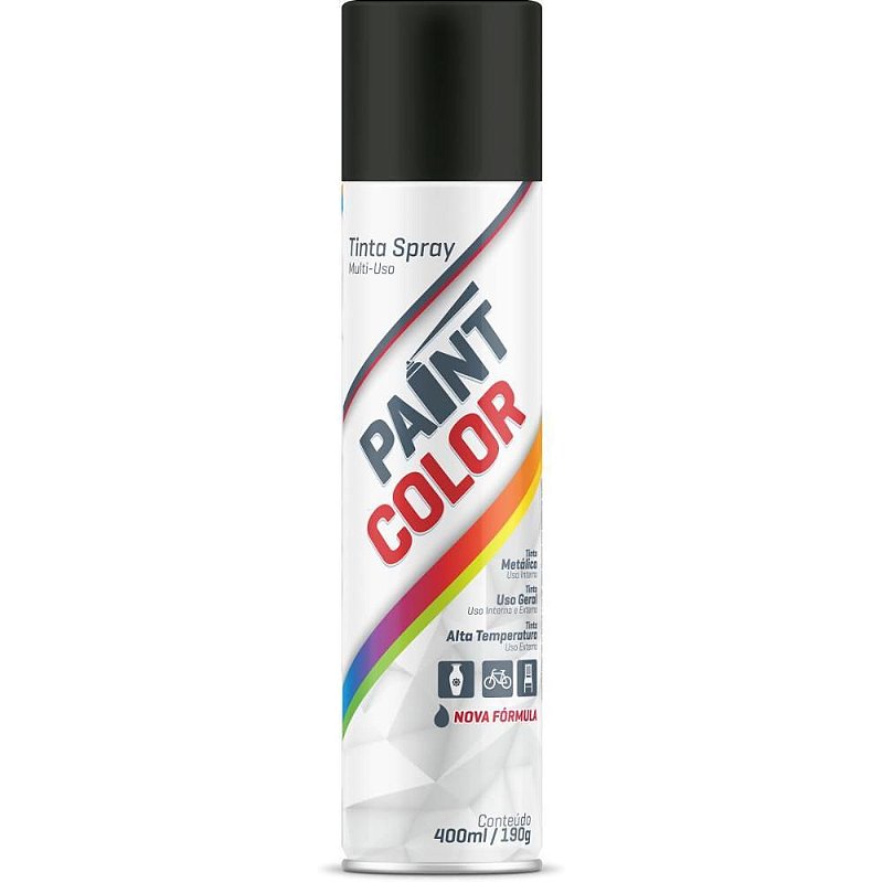 Tinta Spray PaintColor 400ml Preto Fosco - Alta Qualidade e Secagem ...
