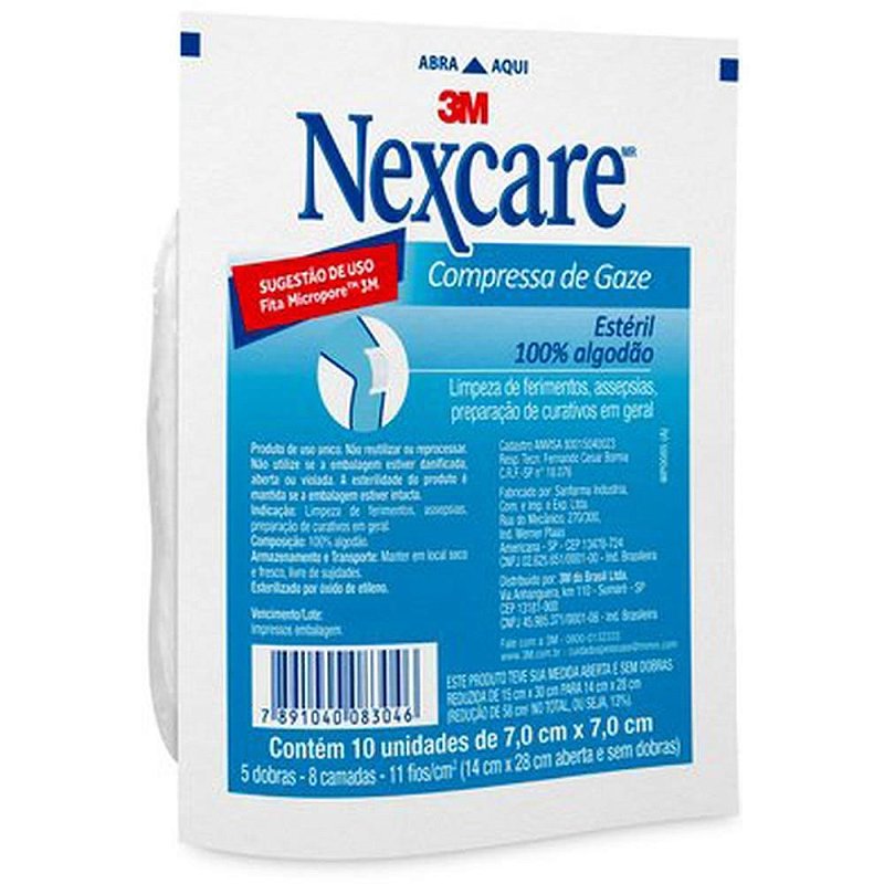 Gaze Esteril Nexcare com 10 Unidades - Absorvente e Hipoalergênica - TK ...