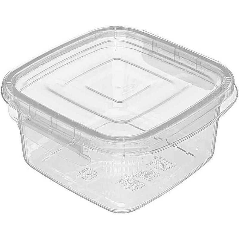 Pote Plástico Quadrado com Trava Médio 860ml - Praticidade e Segurança ...