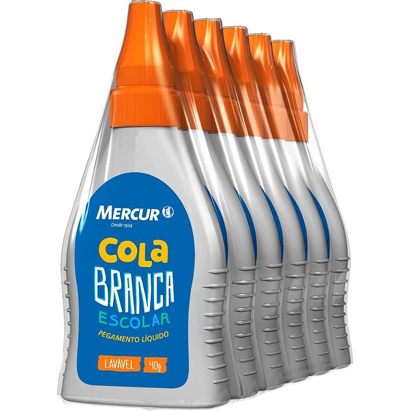 Cola Escolar Mercur 40g - Pacote com 6 Unidades para Artesanato e ...