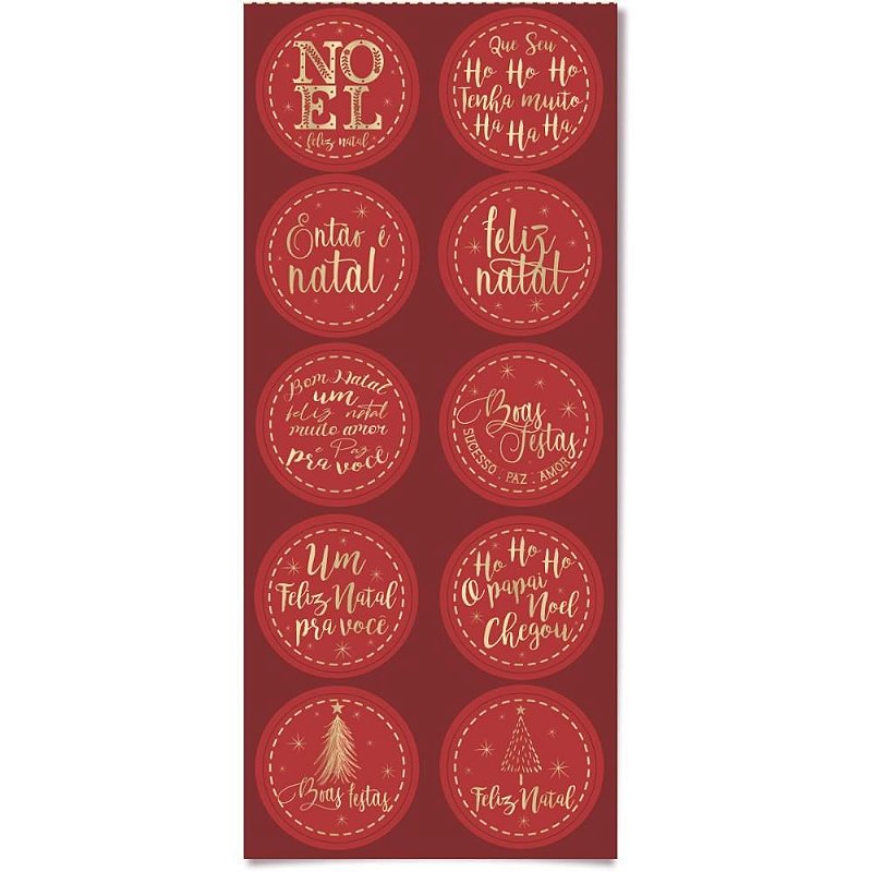 Etiqueta Presente Natal Redonda Noel Estampas Sortidas C/30 - TK Shopping
