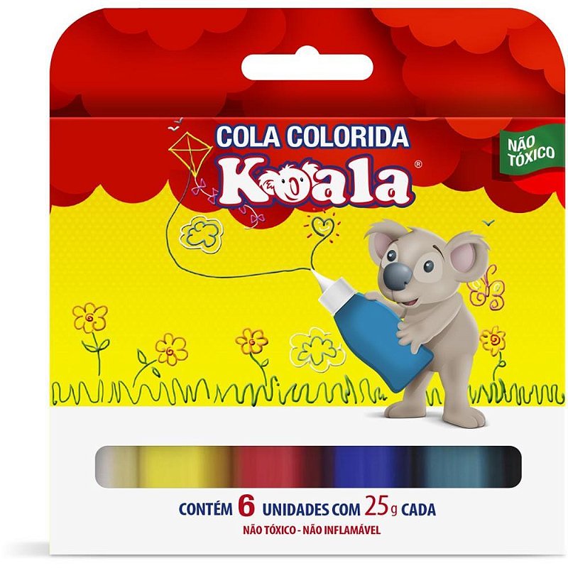 Cola Colorida Koala 6 Cores 25g - Cores Vivas e Fácil Aplicação - TK ...