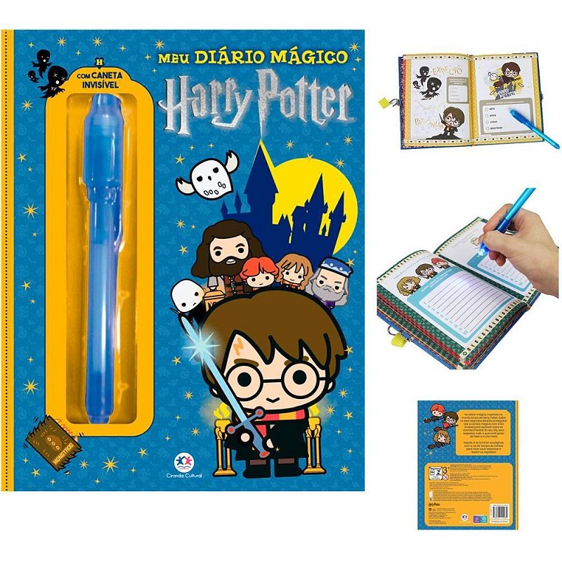 Diário Harry Potter Meu Diário Mágico com Caneta Invisível e Cadeado ...