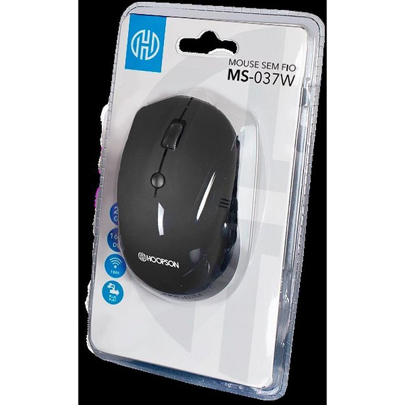 Mouse Óptico Sem Fio 1600DPI Preto – Conforto e Precisão - TK Shopping
