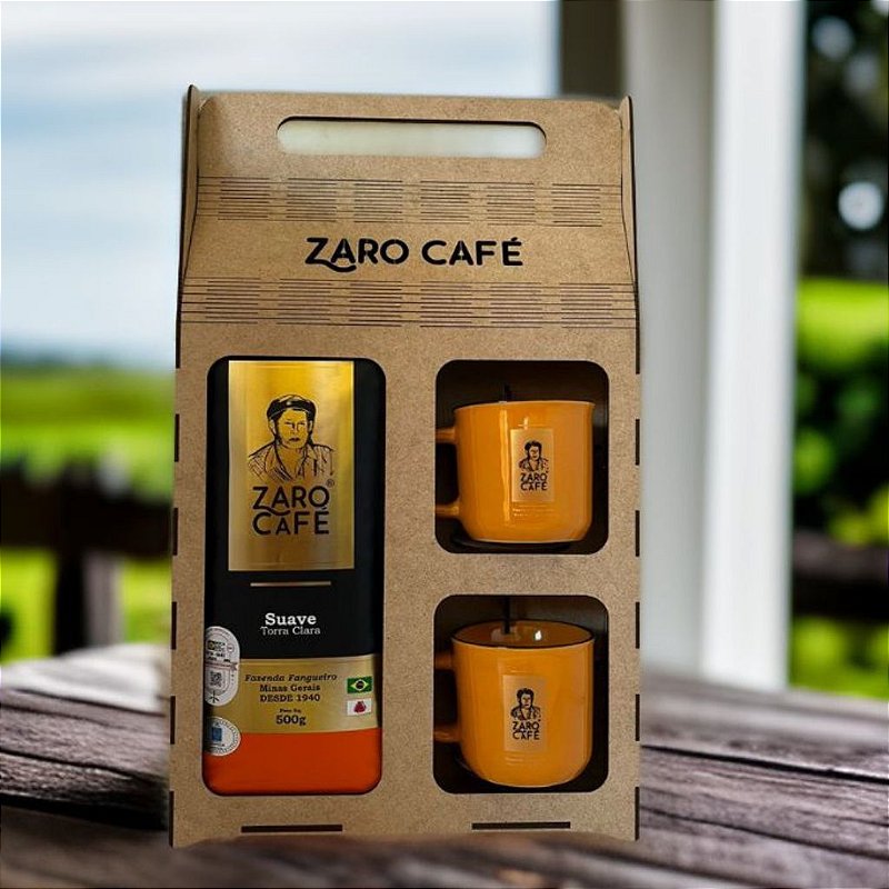 Kit Presente Zaro Café Suave Moído 500g + 2 Canecas Laranja 200ml ...