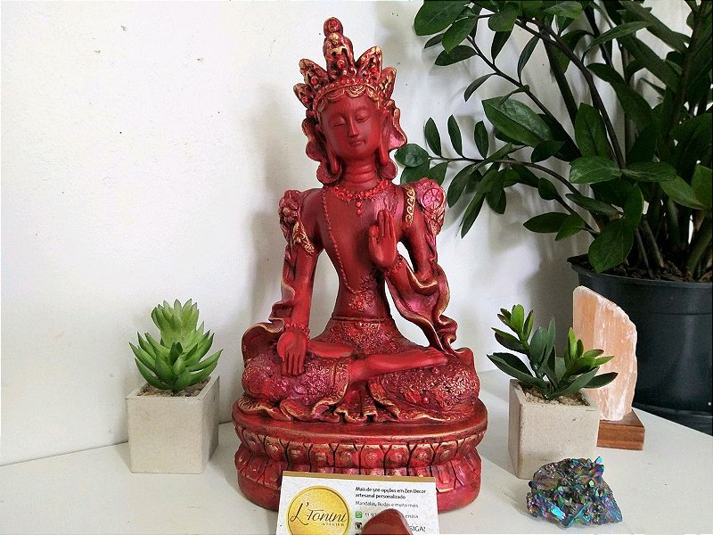 Deusa Tara 32cm (2) | Vermelho Fogo e Ouro - L'Tonini Atelier ...