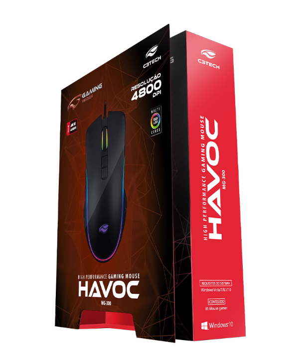 Mouse Game USB MG-300BK Havoc C3Tech - Distribuidora Santa Efigênia