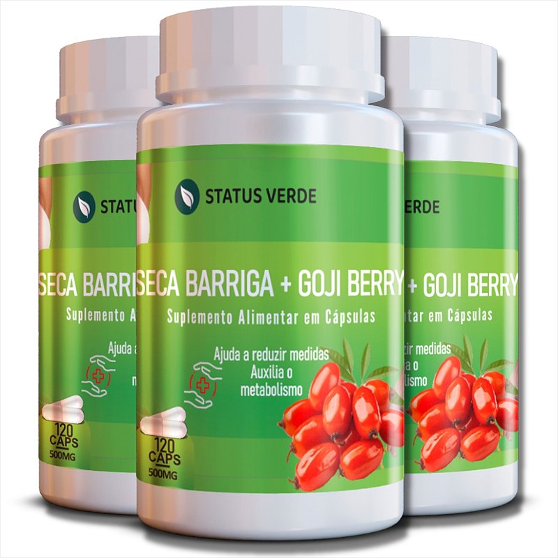 3 Potes Seca Barriga + Goji Berry Kit 360 Cáps - Status Verde - Orbis Vita