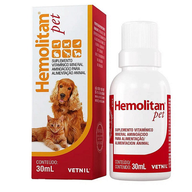Hemolitan Pet 30 ml - Vetnil - Kajavet Farmácia Veterinária